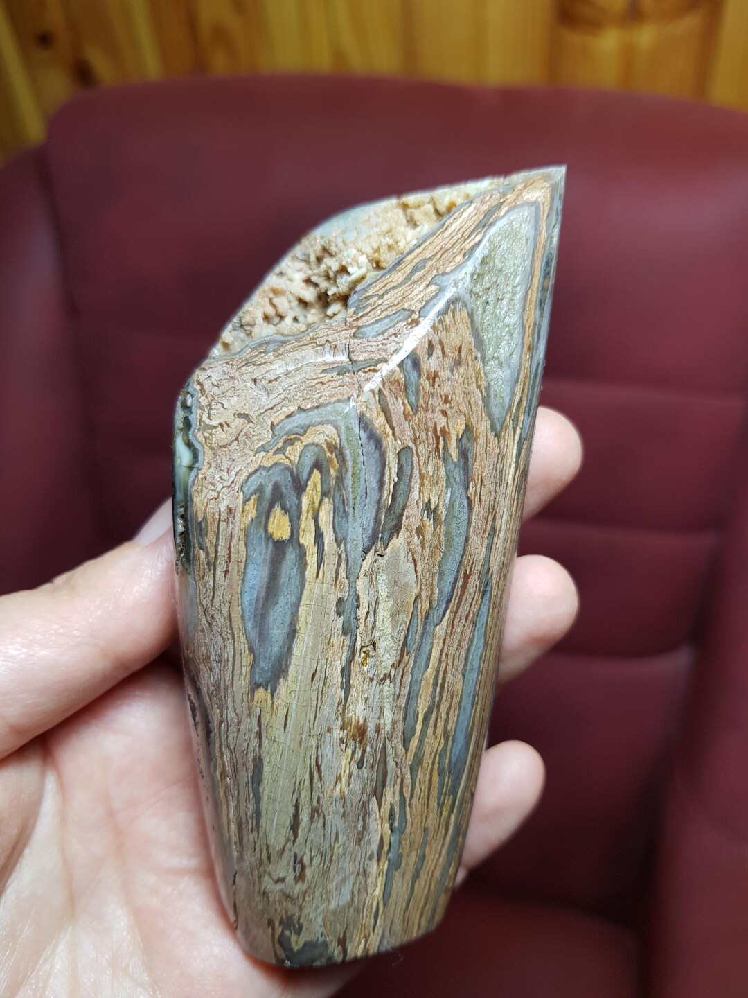 Opalized Petrified Wood Tower: Druzy Agatized Crystal With Sticks ...