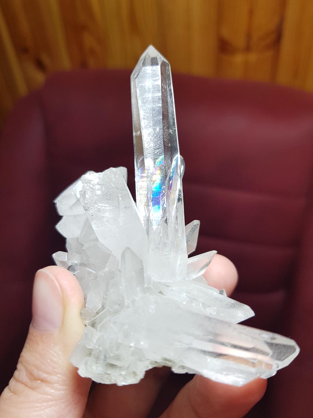 Clear Quartz Cluster With Rainbow Reflection – High Vibration Crystal ...
