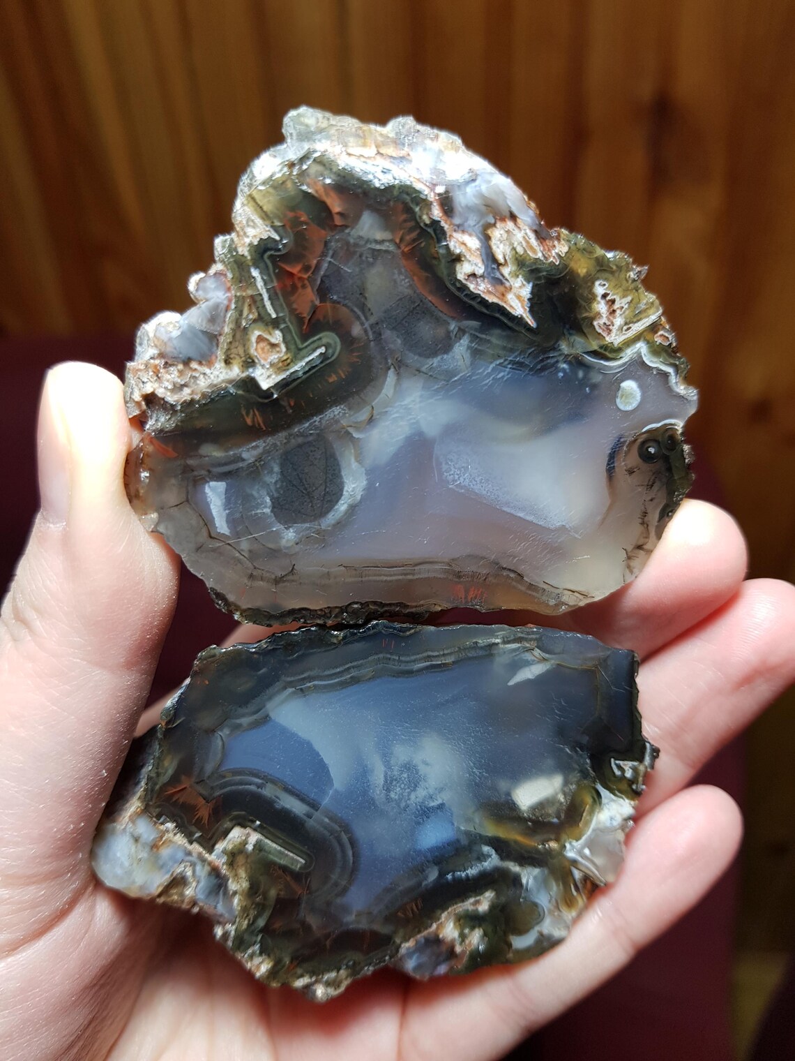 Vibrant Green, Red, and Blue Banded Agate Slice – Polished Gemstone ...