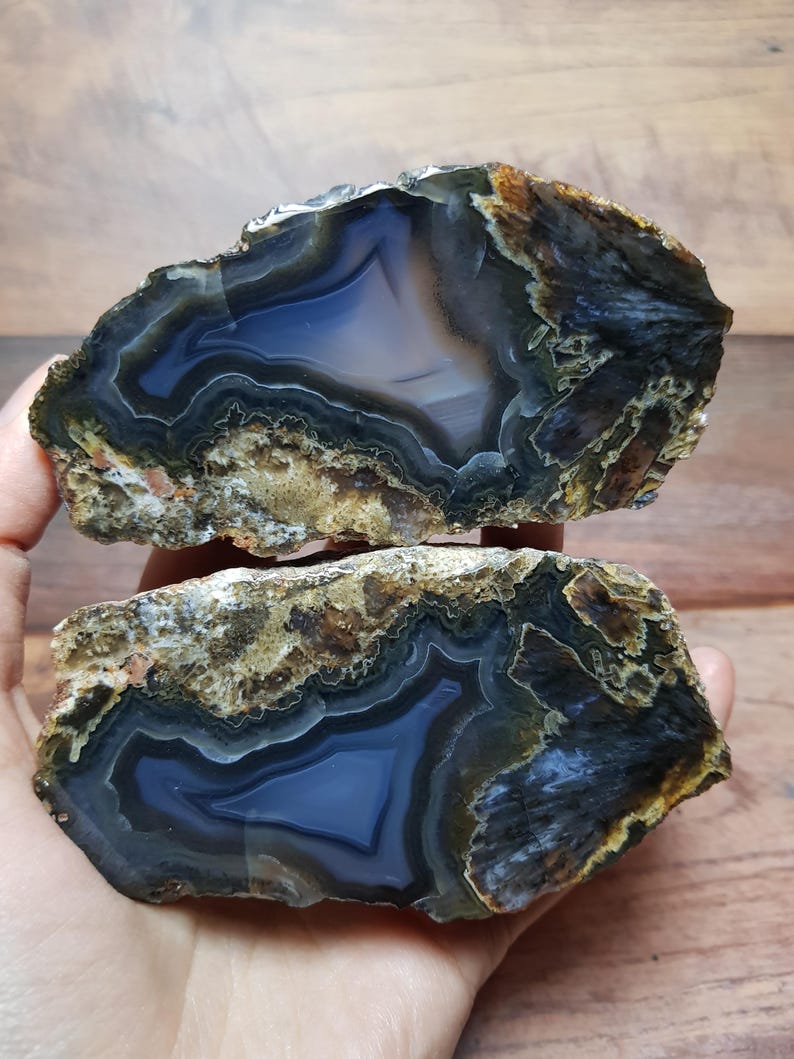 Midnight Blue Banded Agate Pair With Sticks - Etsy