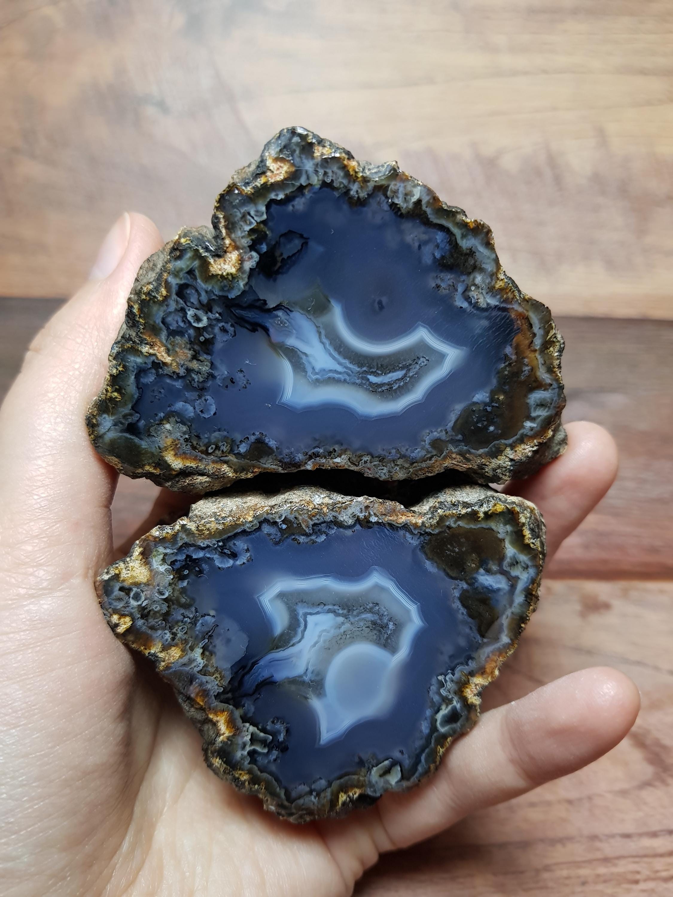 Vibrant Blue Banded Agate With Flower Edge Agate - Etsy