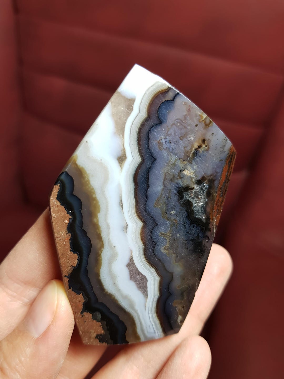 Blue Banded Agate With Amethyst Slab: Turkish Healing Crystal - Etsy