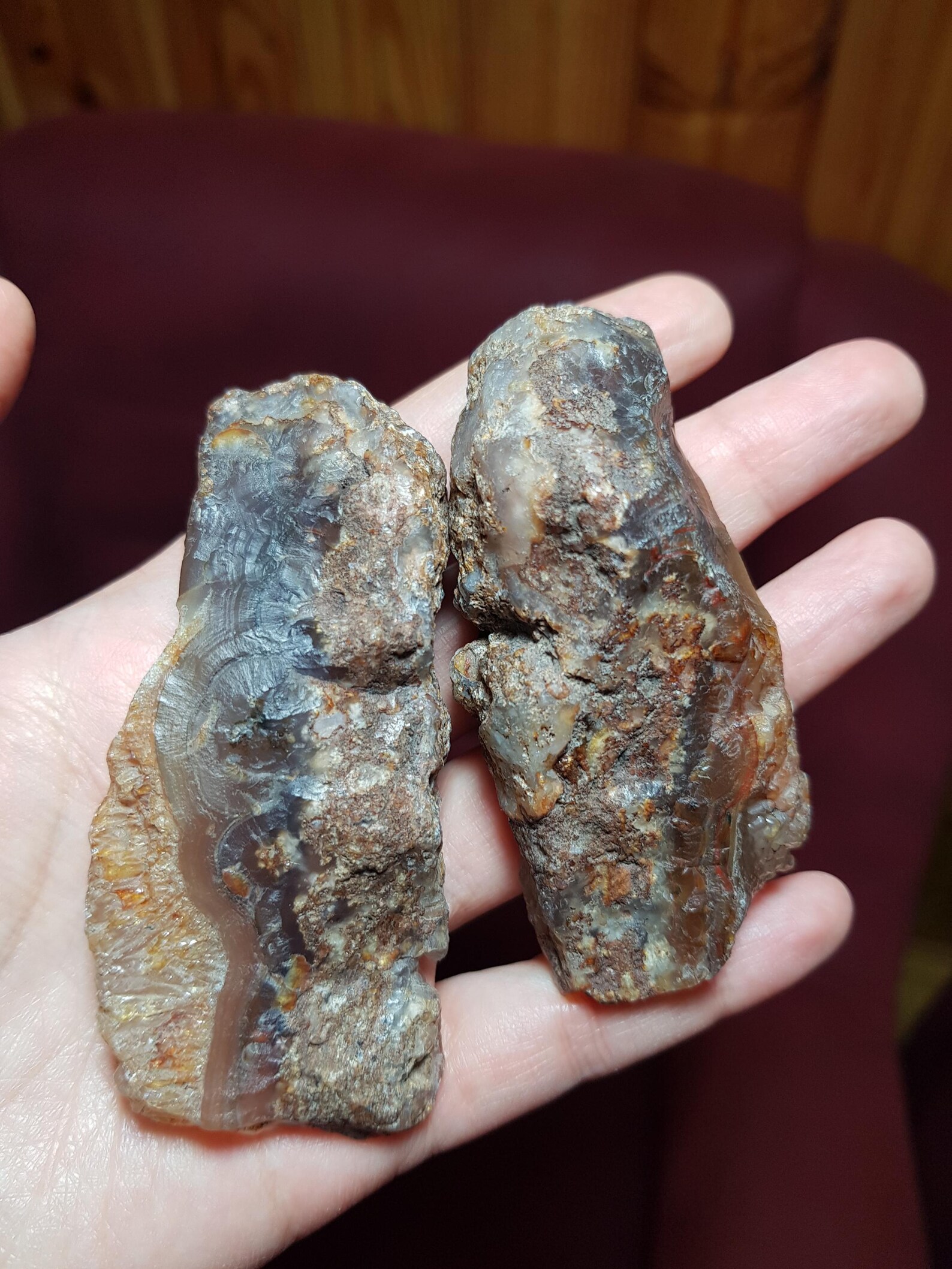 Salmon and White Plume Agate With Citrine Crystal Formation ...