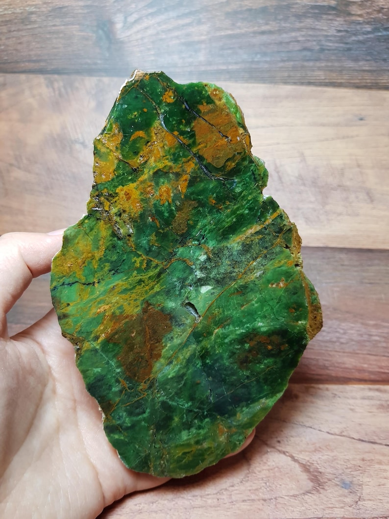 Natural Green Chrysoprase Slab | Polished Chrome Chalcedony | Heart ...