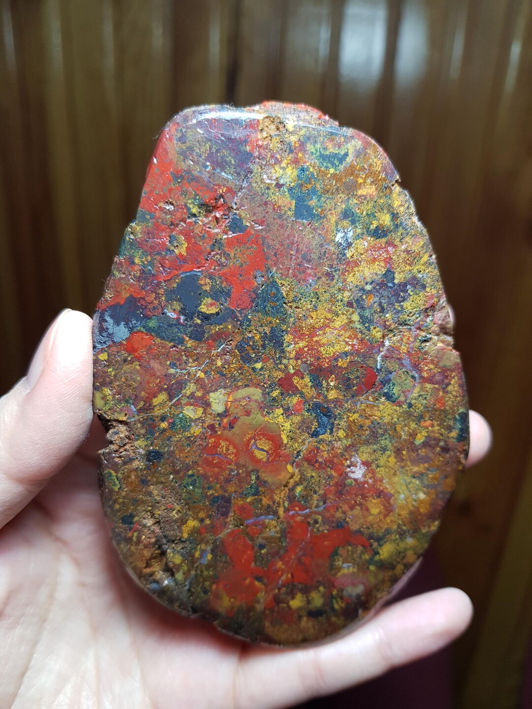 Confetti Agate: Polished Gemstone With Red, Yellow, Anthracite - Etsy