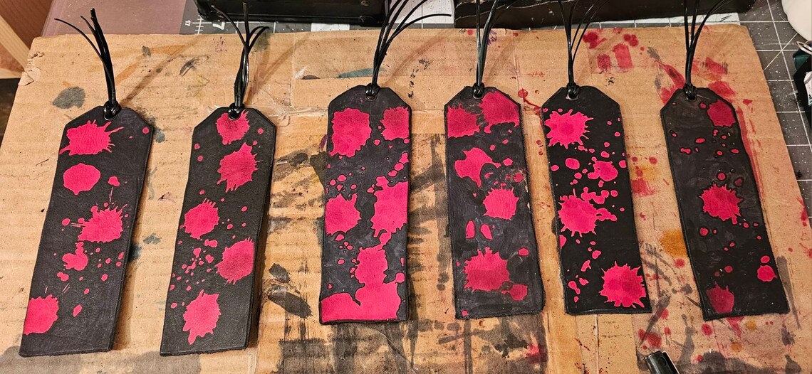 Handmade Leather Blood Spattered Bookmarks - Etsy
