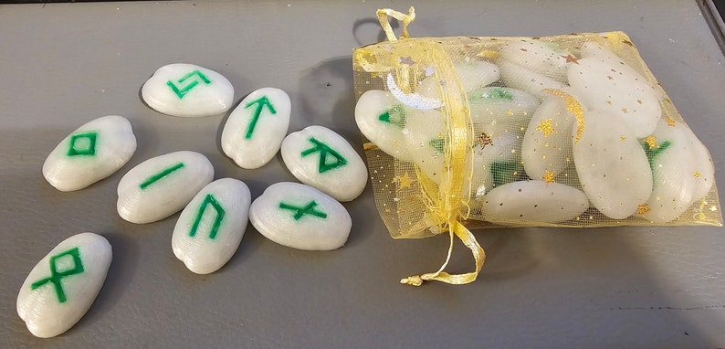 Hand Painted 3D Printed Runes Set - Etsy