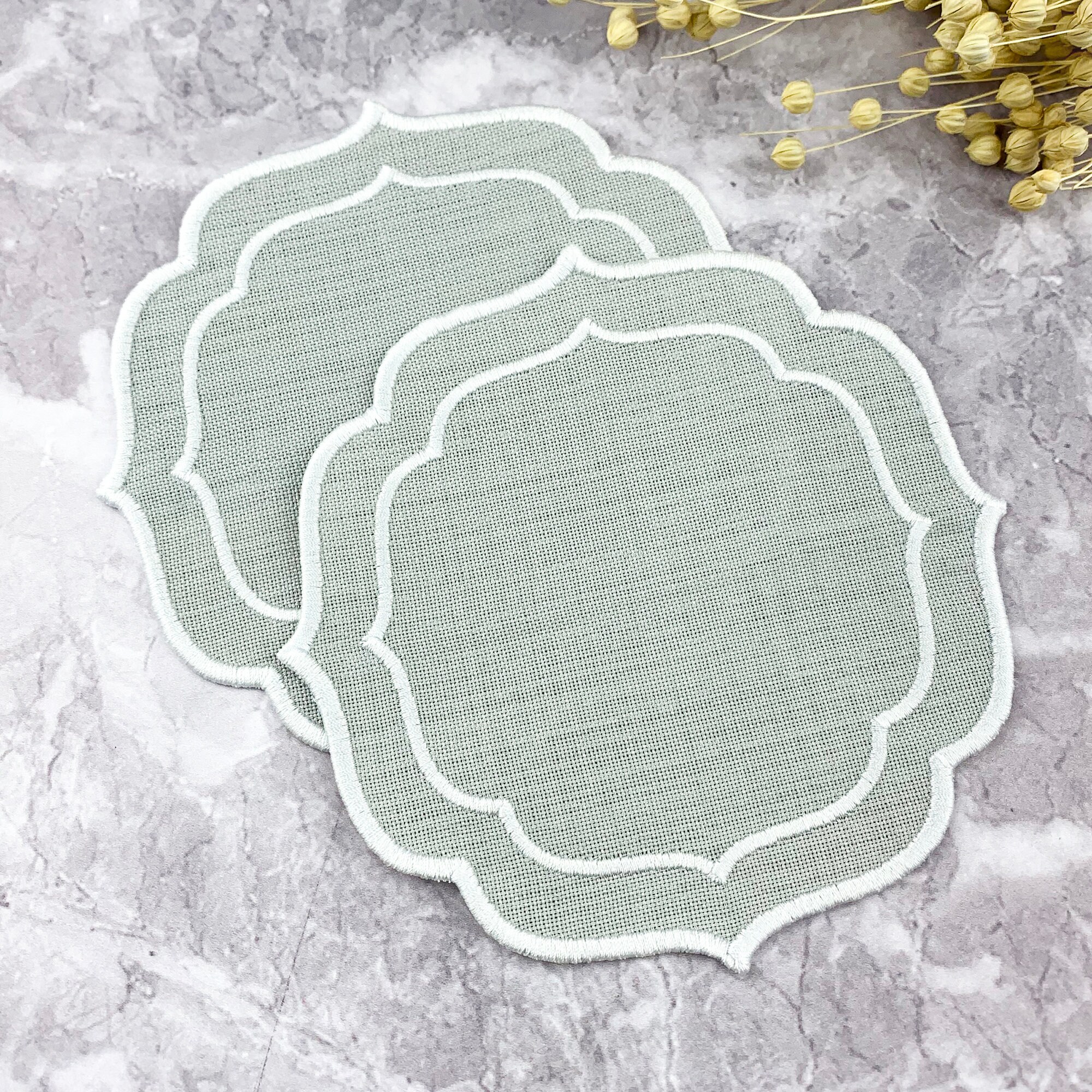 Colorful Linen Medallion Coasters, Embroidered Cocktail Napkins With ...