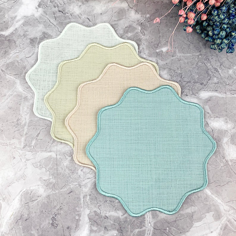 Colorful Linen Flower Coasters, Embroidered Cocktail Napkins With ...