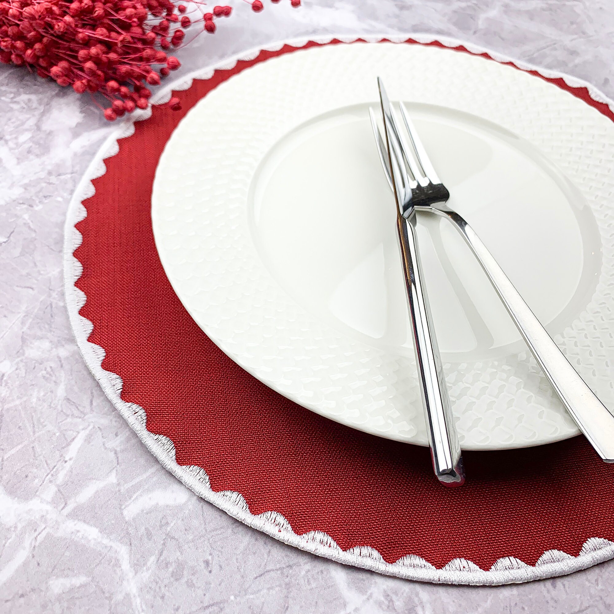 Colorful Linen Round Placemats Embroidered Table Mats With | Etsy