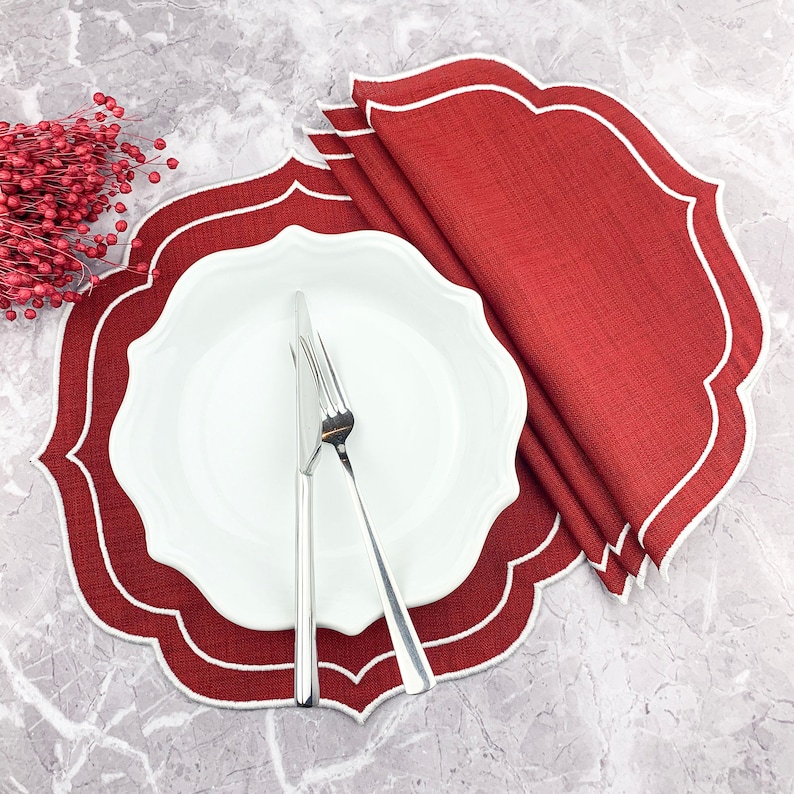 Colorful Linen Medallion Placemats Embroidered Table Mats - Etsy