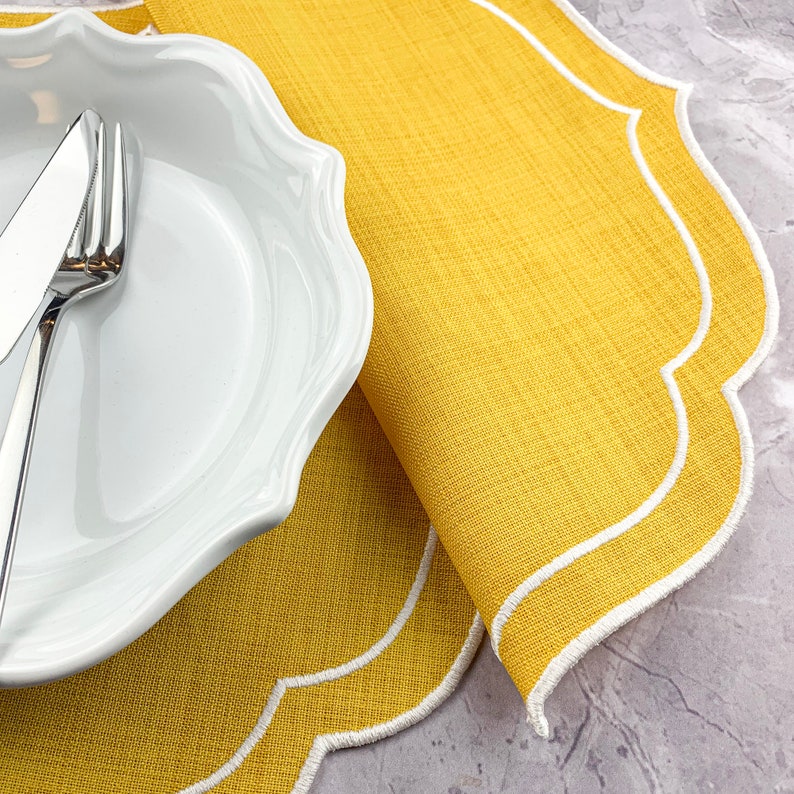 Colorful Linen Medallion Placemats Embroidered Table Mats - Etsy