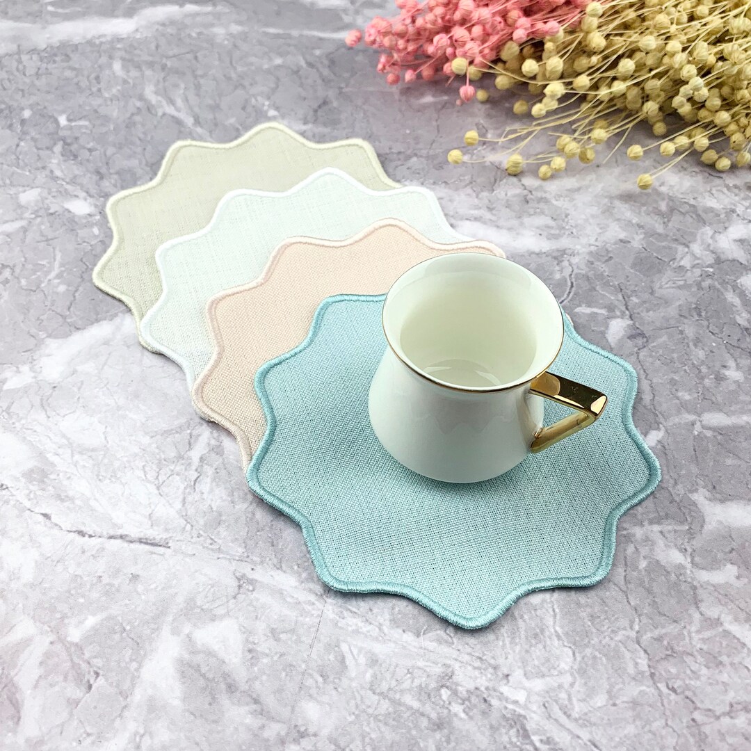 Colorful Linen Flower Coasters, Embroidered Cocktail Napkins With ...