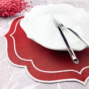 Colorful Linen Medallion Placemats, Embroidered Table Mats With White ...