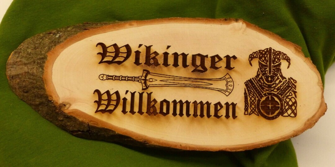 Tree Disc Viking Welcome 21 - 40 Cm Sign Decoration Bark Disc + Hanger ...