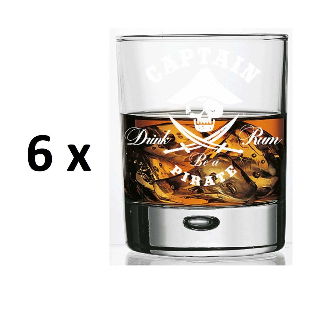 6 X Rum Glasses Engraved With Captain Drink Rum Be a Pirate Rum Glass ...
