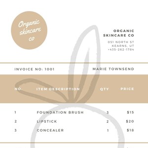 Invoice Template Editable. Printable Invoice, Nail Bar, Hair Salon ...
