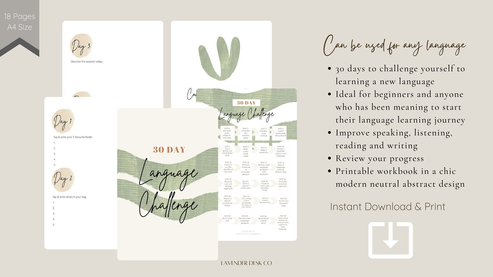 30 Day Language Challenge Printable Workbook Language - Etsy Singapore