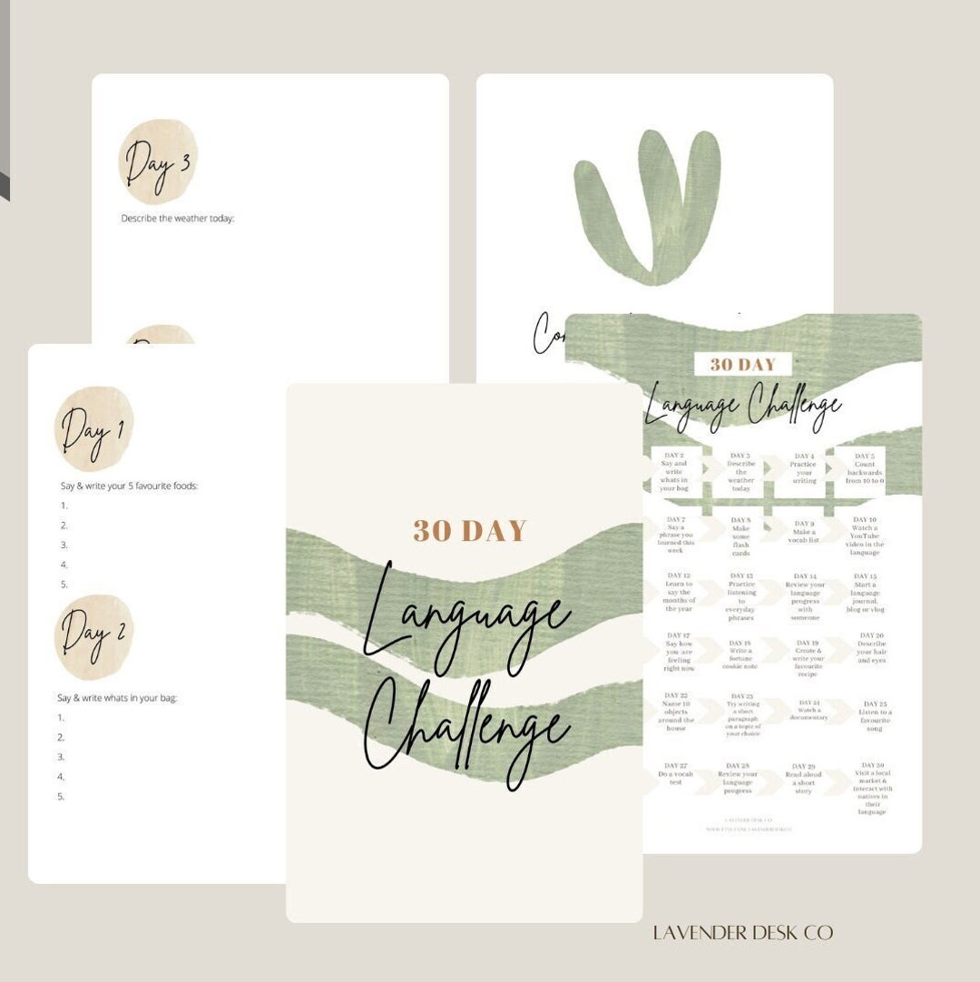 30 Day Language Challenge Printable Workbook, Language Learning, Foreign Languages, Languages ...