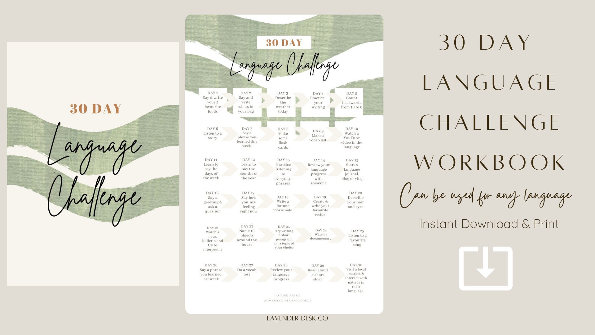 30 Day Language Challenge Printable Workbook Language - Etsy Singapore