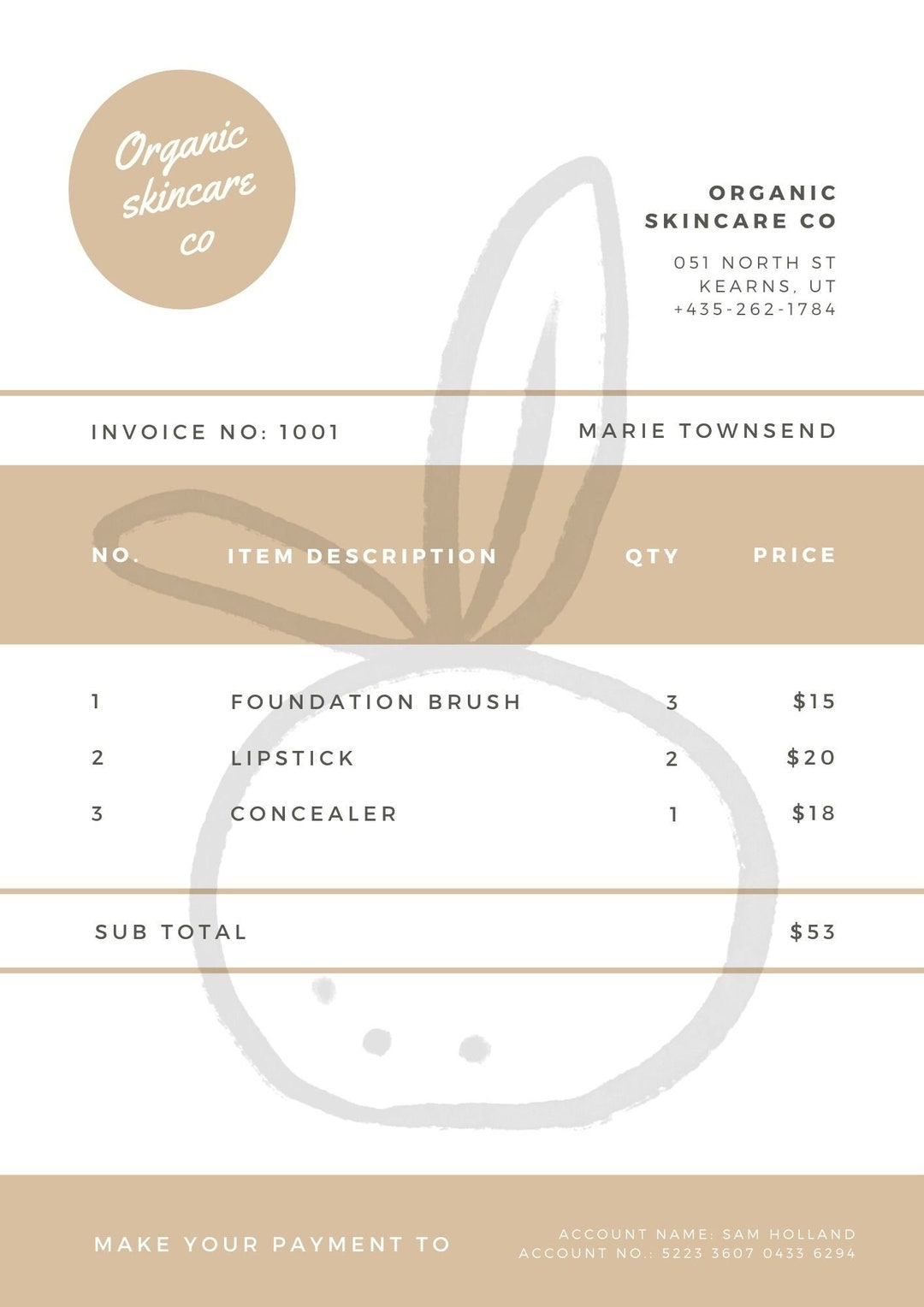 Invoice Template Editable. Printable Invoice, Nail Bar, Hair Salon ...