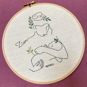 Custom Baby Embroidery Hoop Line Art Cross Stitch Nursery - Etsy