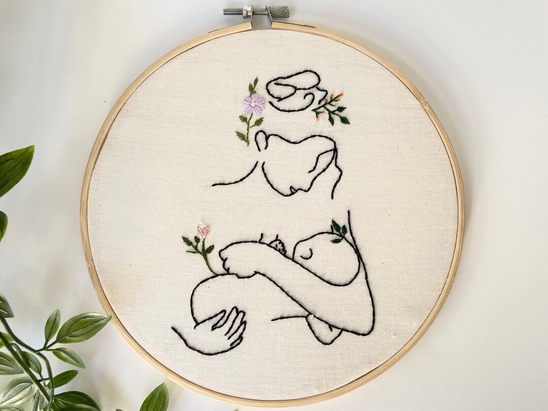 Custom Baby Embroidery Hoop Line Art Cross Stitch Nursery - Etsy