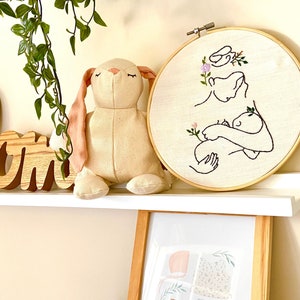 Custom Baby Embroidery Hoop Line Art Cross Stitch Nursery - Etsy