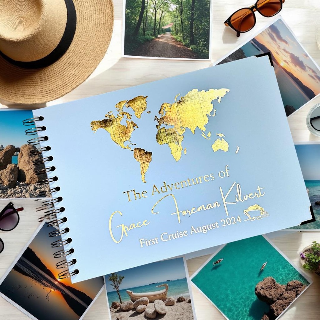 Personalized A4 Travel Journal | Gold Foil Adventure Photo Album - Etsy UK