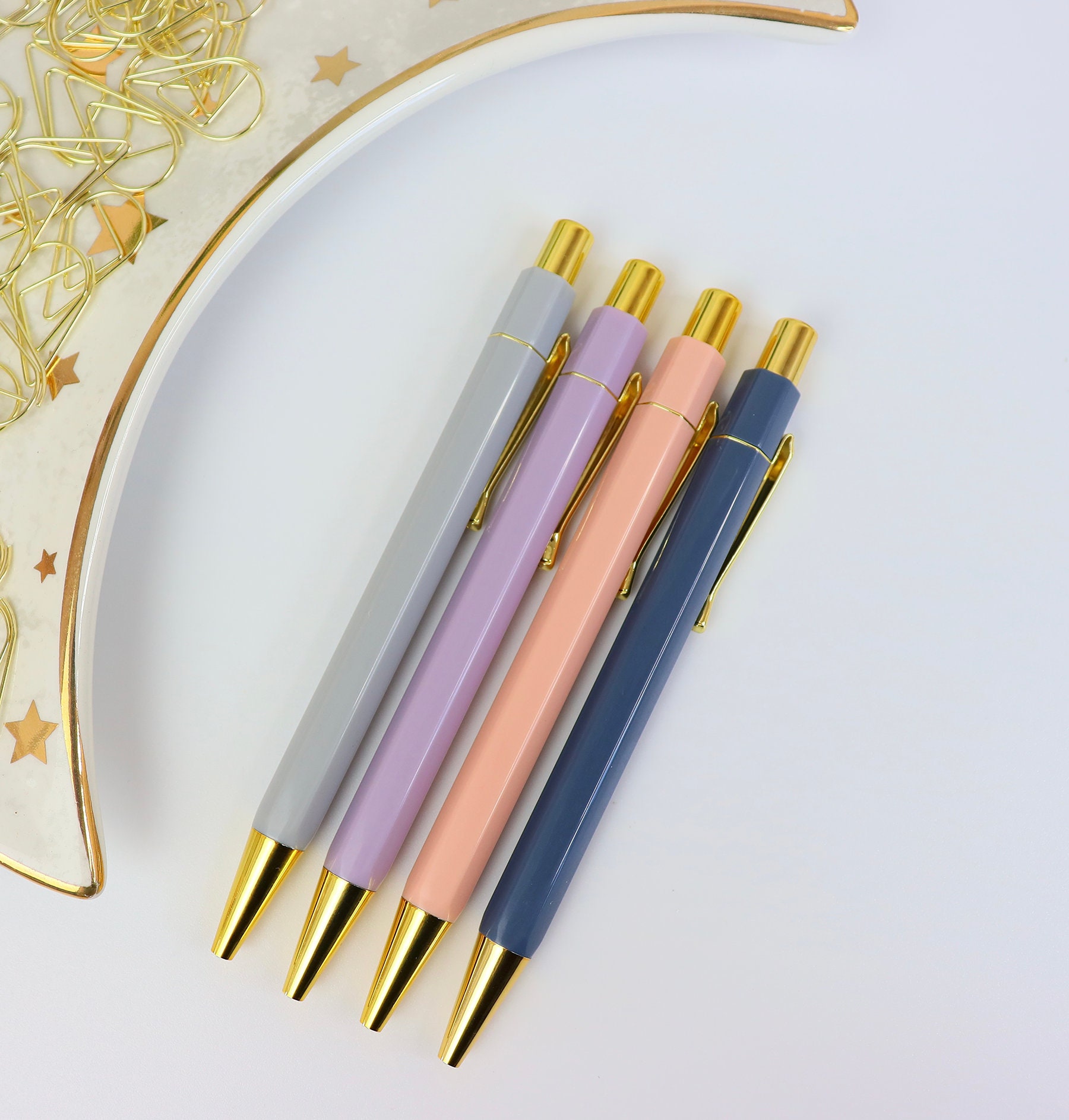 Pastel Hexagonal Ballpoint Pen: Gold Accents, Black Ink - Etsy