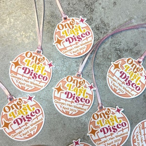 Personalised Set of 8 One Last Disco Gift Tags | Retro Disco | Hen ...