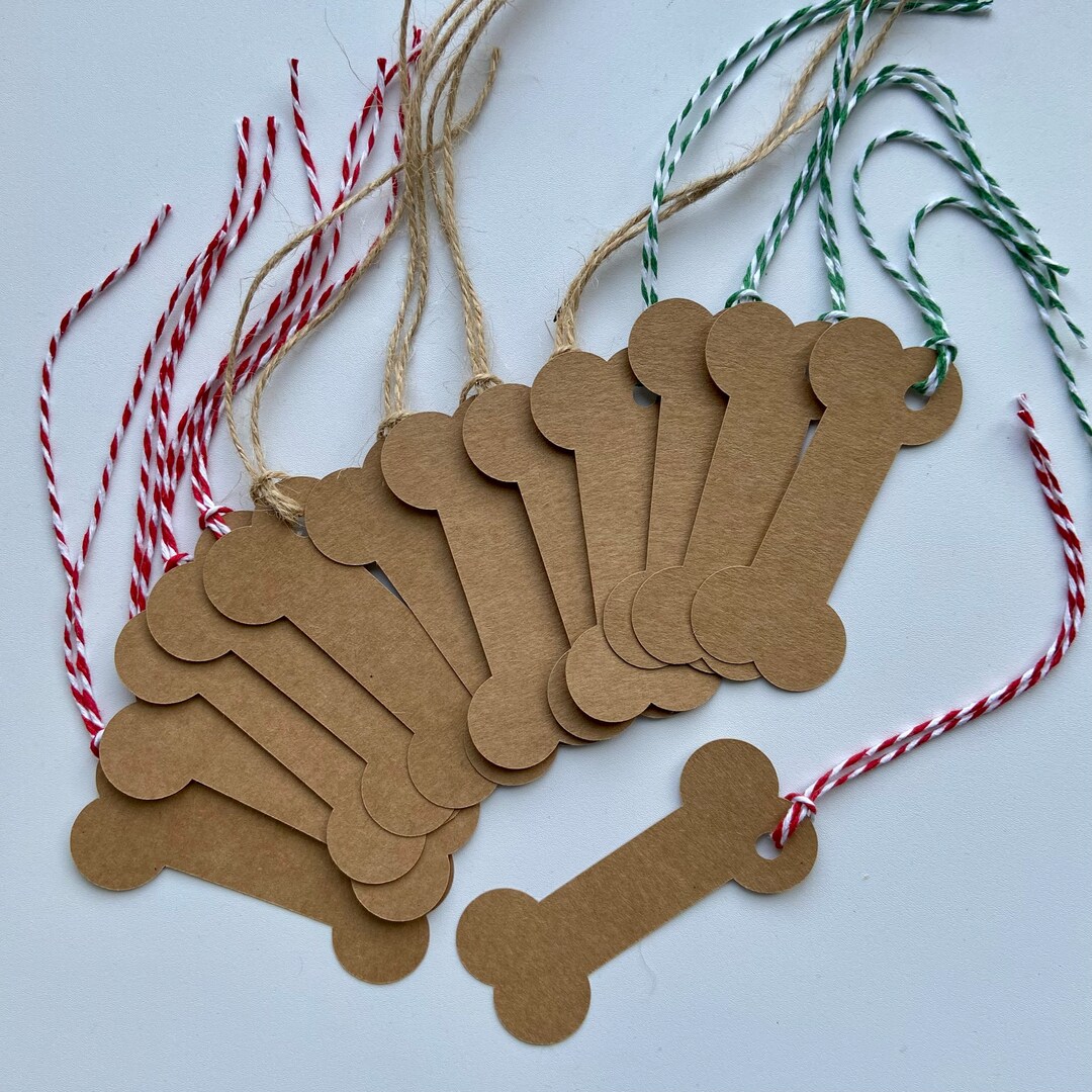 Dog Bone Gift Tag | Set of 20 Kraft Card | Twine | Present Tag ...