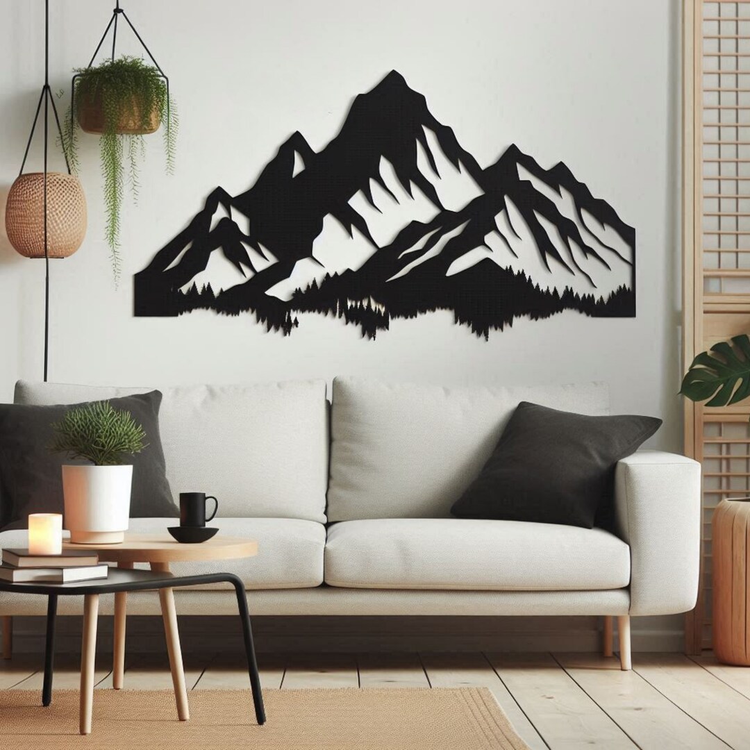 Metal Mountain Wall Art, Mountain Wall Decor, Large Metal Wall Art ...