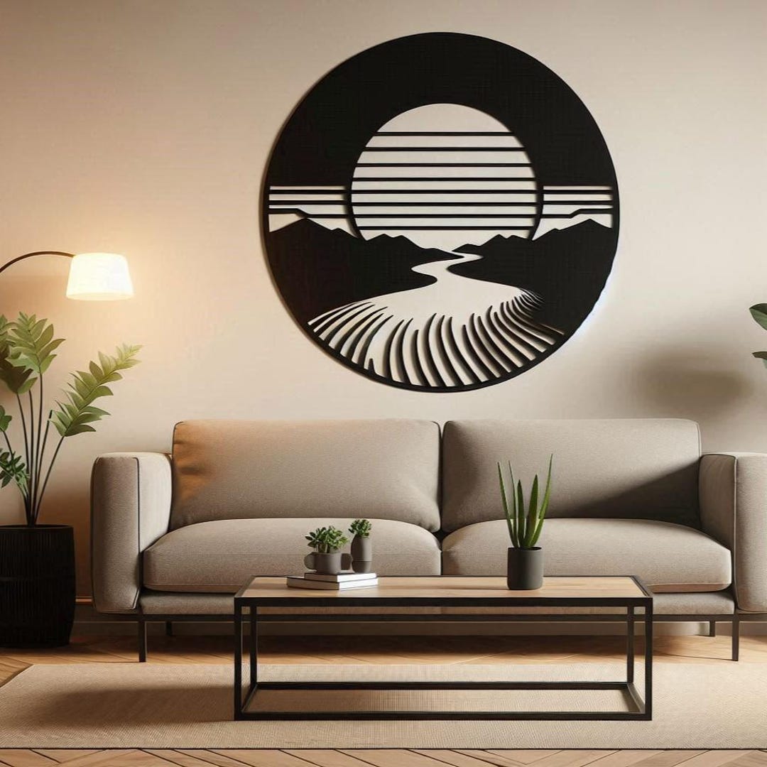 Sunrise Metal Wall Art, Sun and Seagulls Wall Decor, Abstract Sunset ...