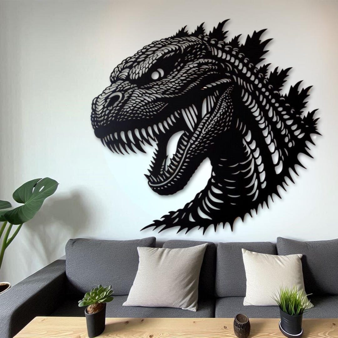 Godzilla Metal Wall Art: Living Room Decor - Etsy