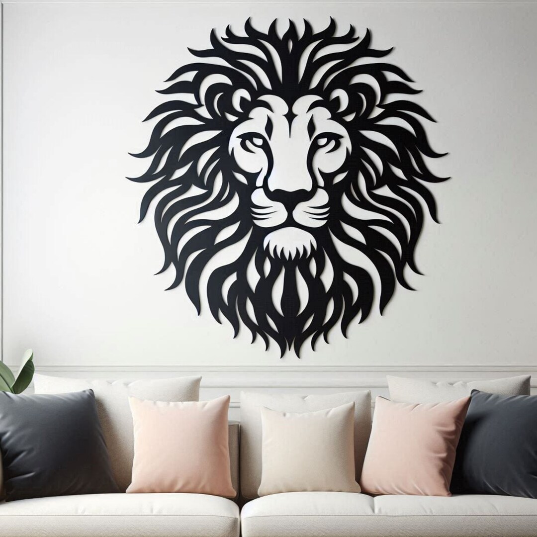 Lion Head Metal Wall Art: Modern Safari Decor - Etsy