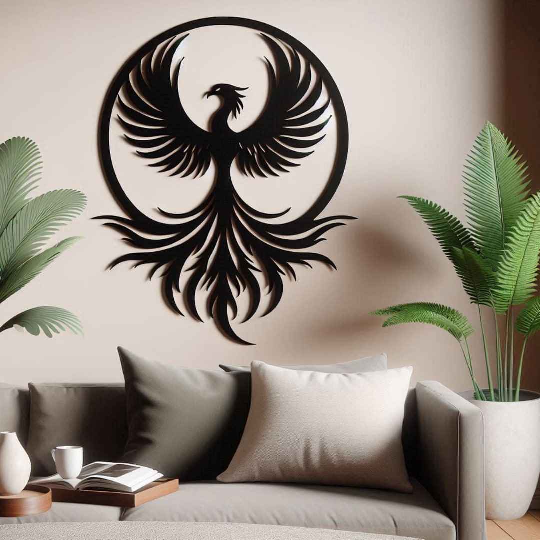 Metal Phoenix Wall Art: Rising Phoenix Sign, Contemporary Decor - Etsy