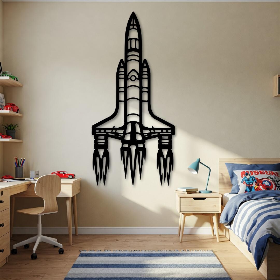 Metal Rocket Wall Decor | Space Wall Art for Kids | Futuristic Space ...