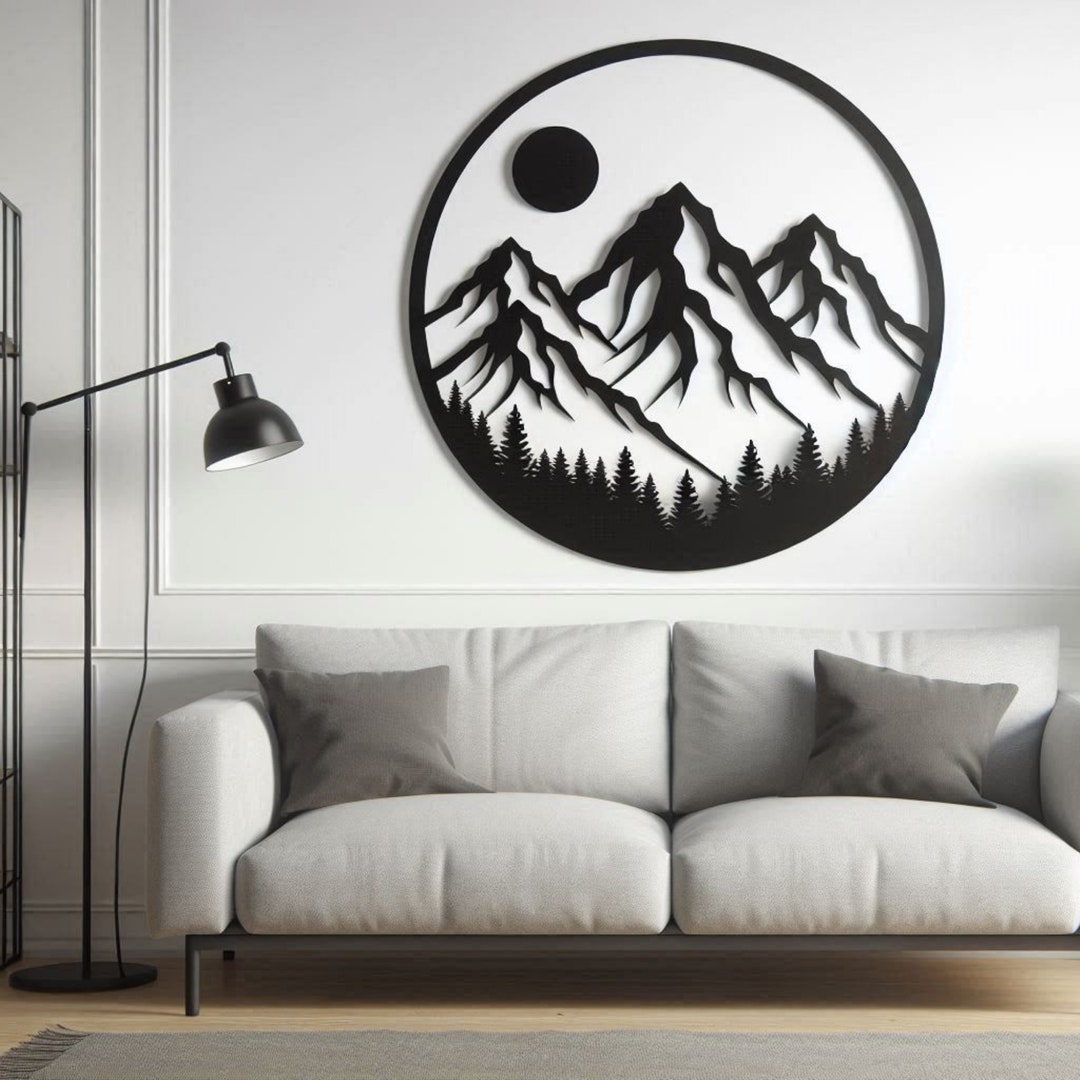 Metal Mountain Wall Art, Mountain Wall Decor, Large Metal Wall Art ...
