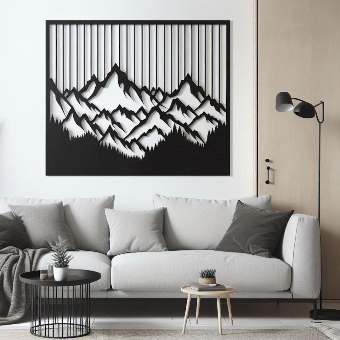 Metal Mountain Wall Art, Mountain Wall Decor, Large Metal Wall Art ...