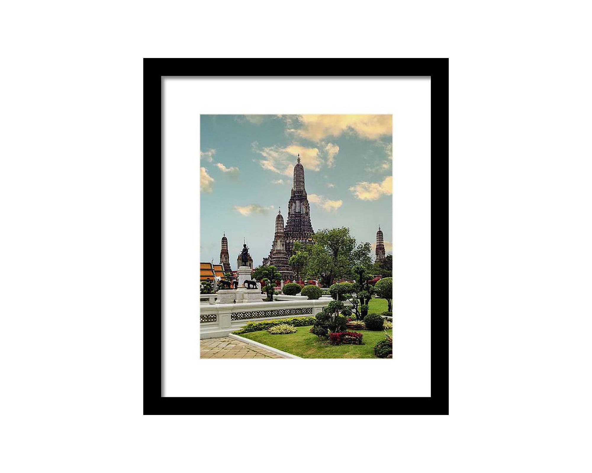 Wat Arun - View Through a Park - Bangkok, Thailand - Framed & Matted ...