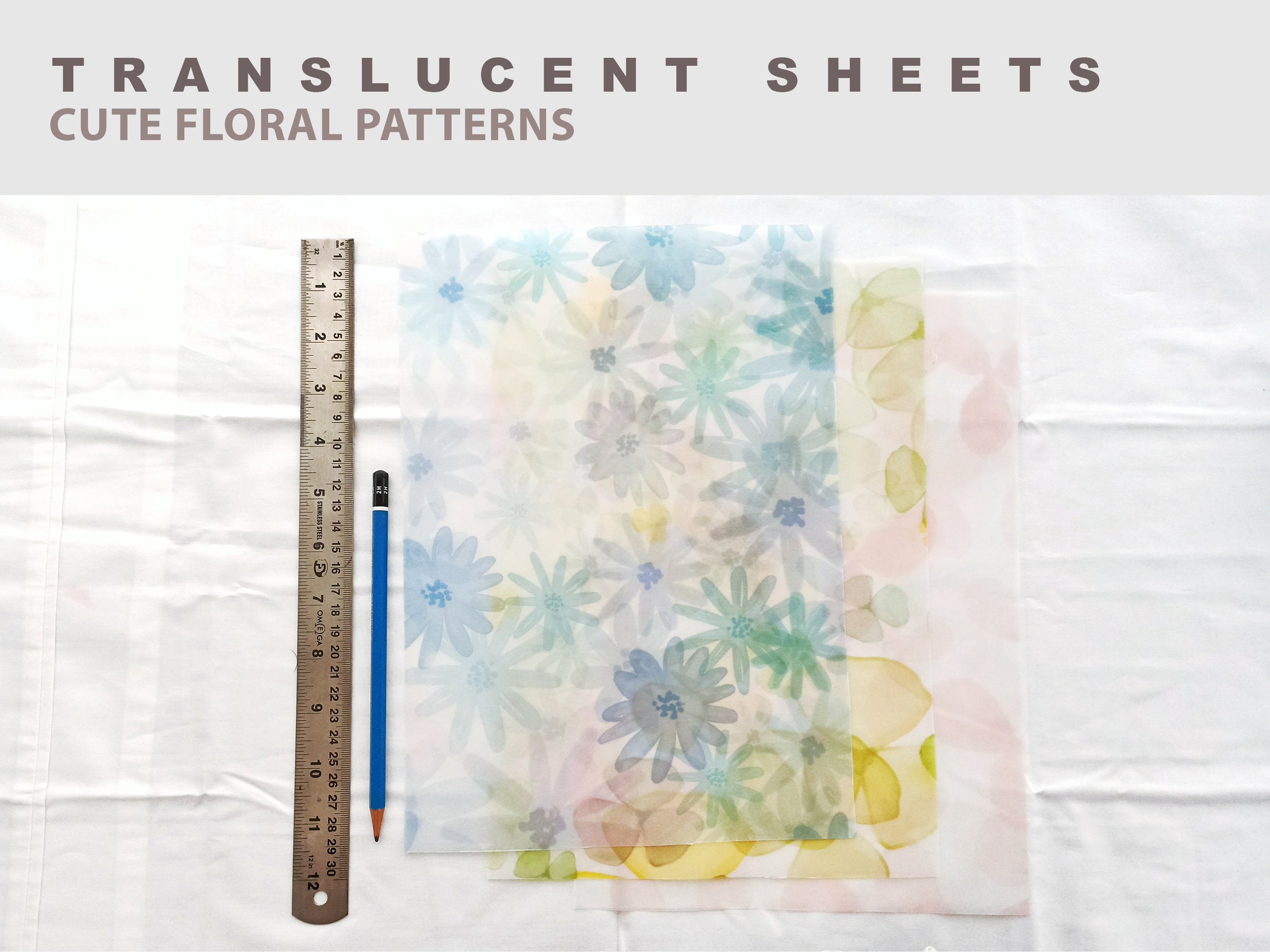 Soft Pattern Translucent Printed Floral Vellum Paper Sheets for Vellum ...