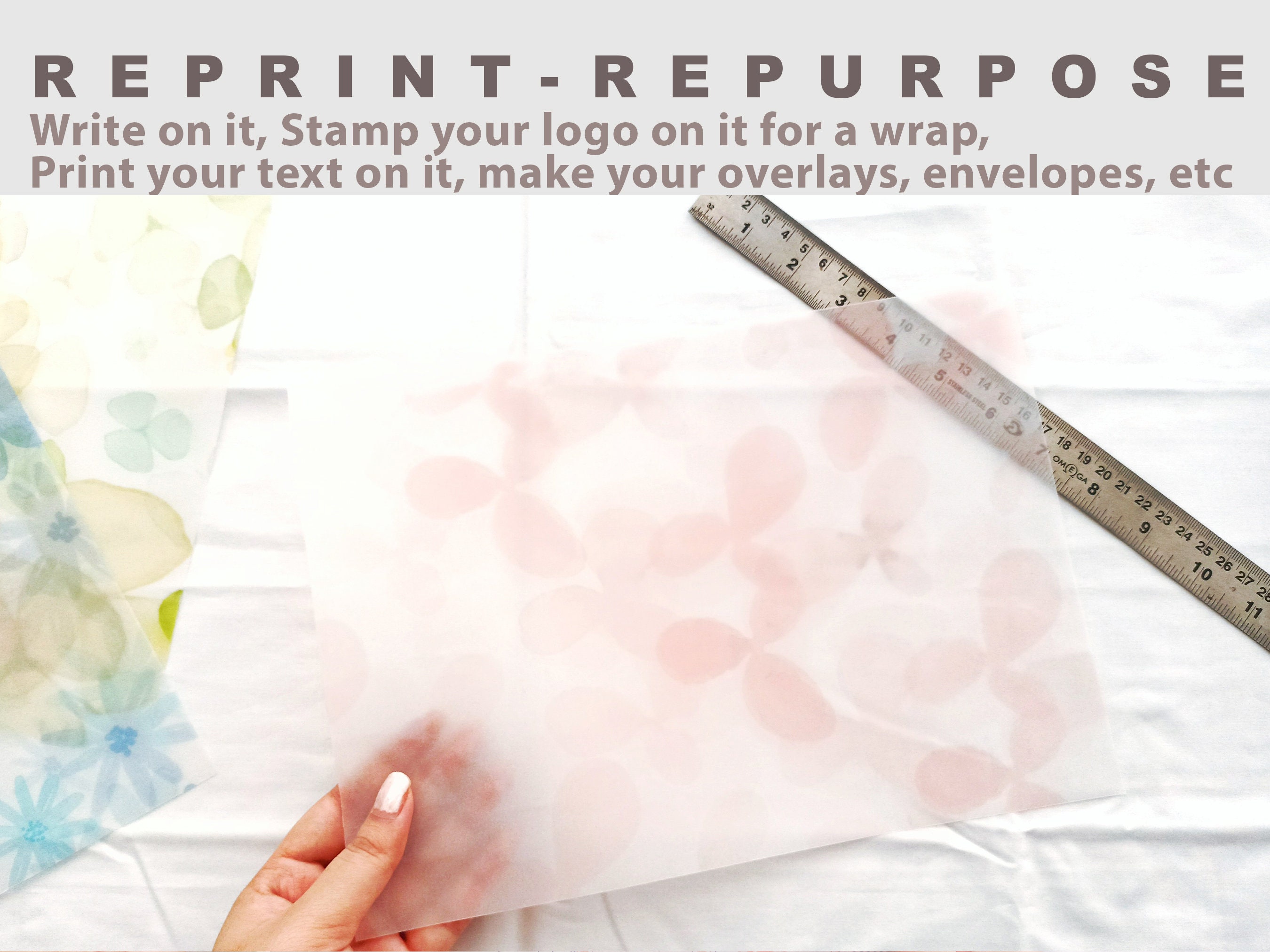 Soft Pattern Translucent Printed Floral Vellum Paper Sheets for Vellum ...