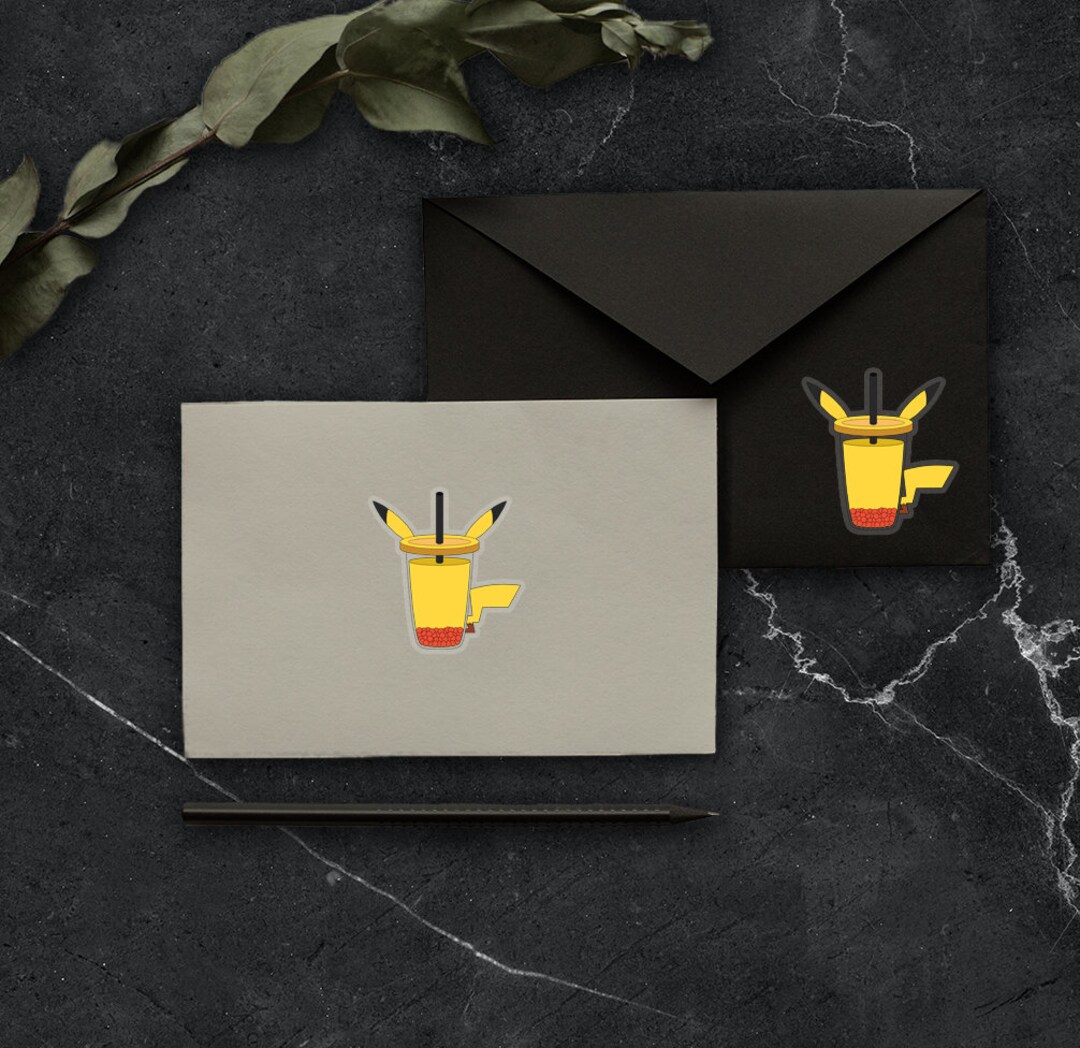 Pikachu Tea Clear Boba Vinyl Sticker - Etsy