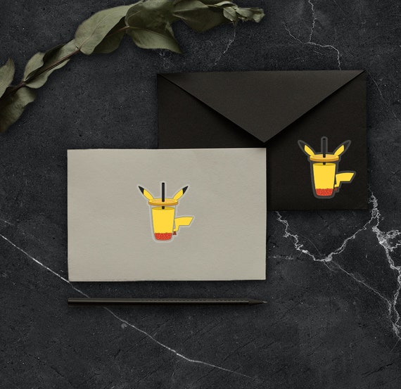 Pikachu Tea Clear Boba Vinyl Sticker | Etsy