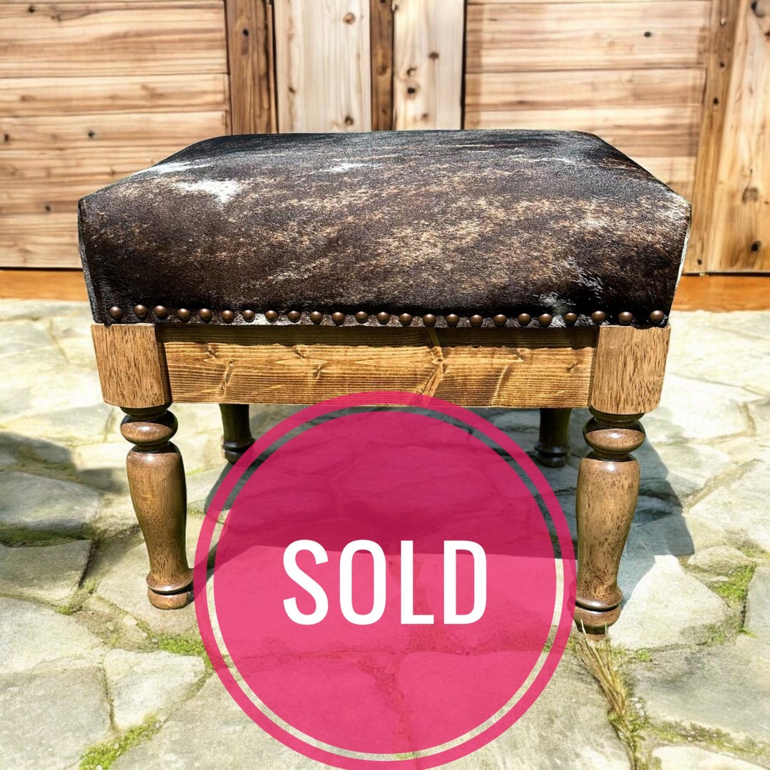 Cowhide Ottoman Footstool / Western Footstool / Farmhouse Western ...