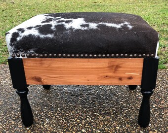 Cowhide Footstool - Etsy