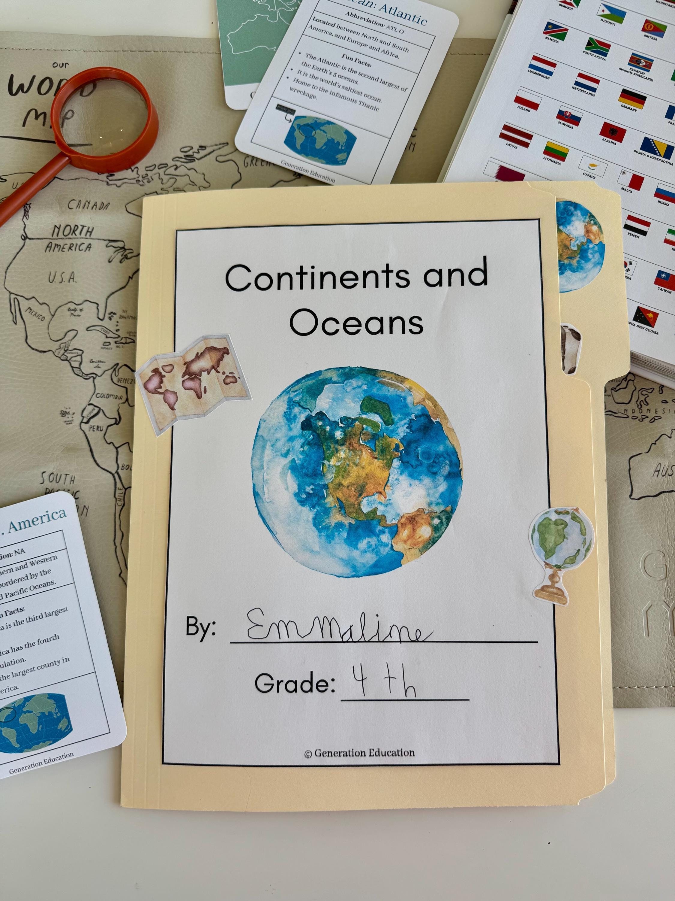 Continents and Oceans Lapbook Kit, Journaling Notebook - Etsy UK
