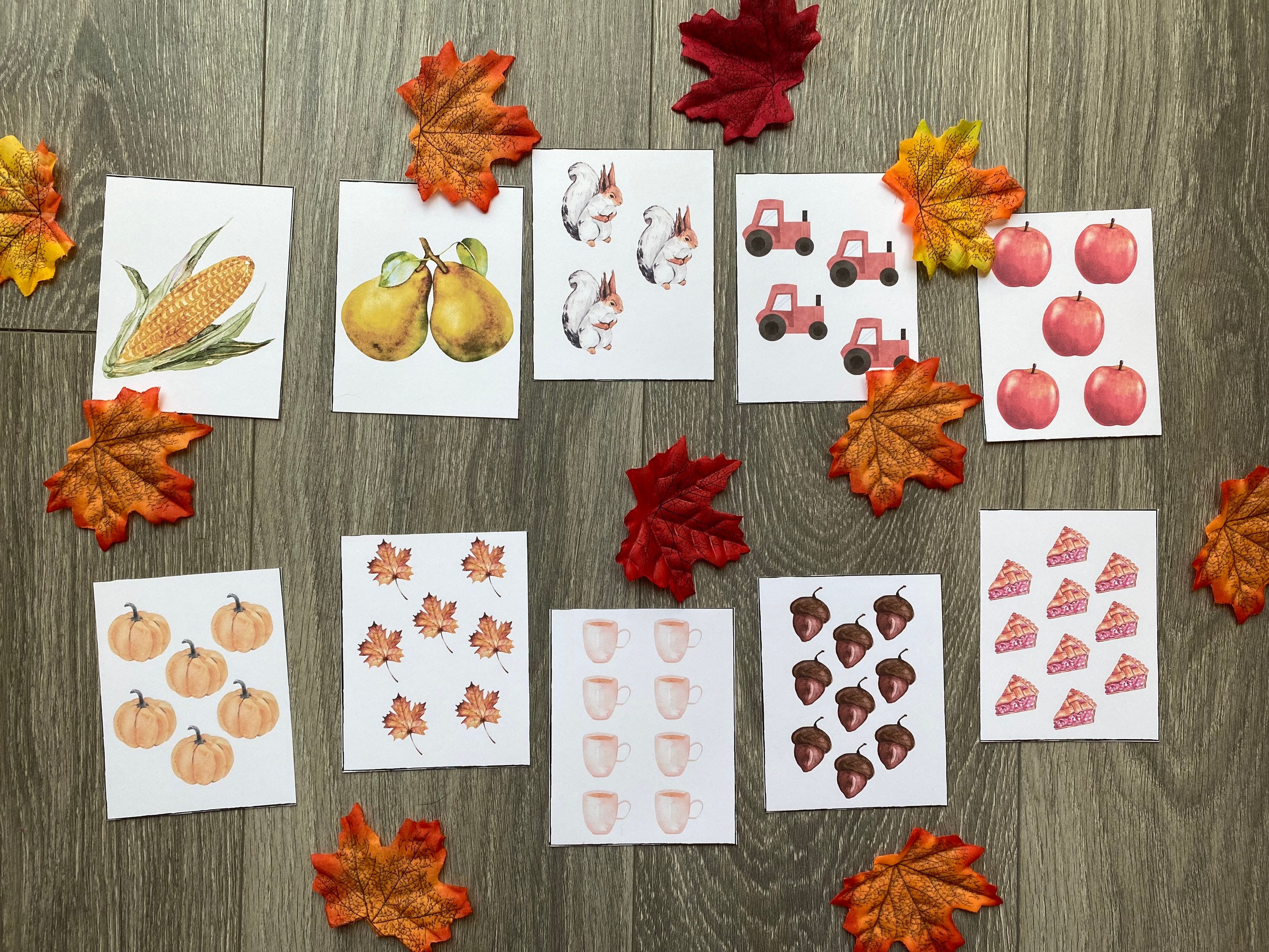 Fall Counting Cards - Etsy