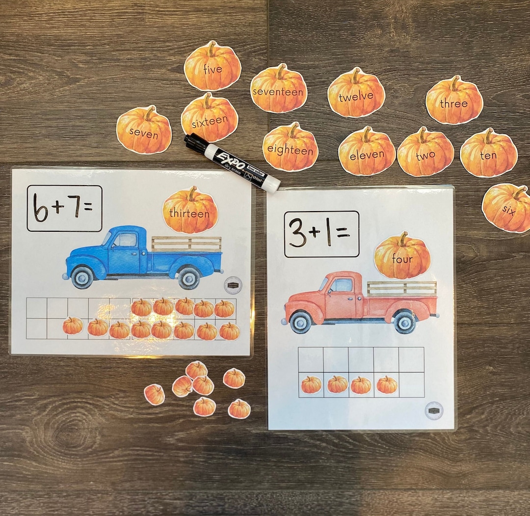 Reusable Fall Truck Math Set - Etsy